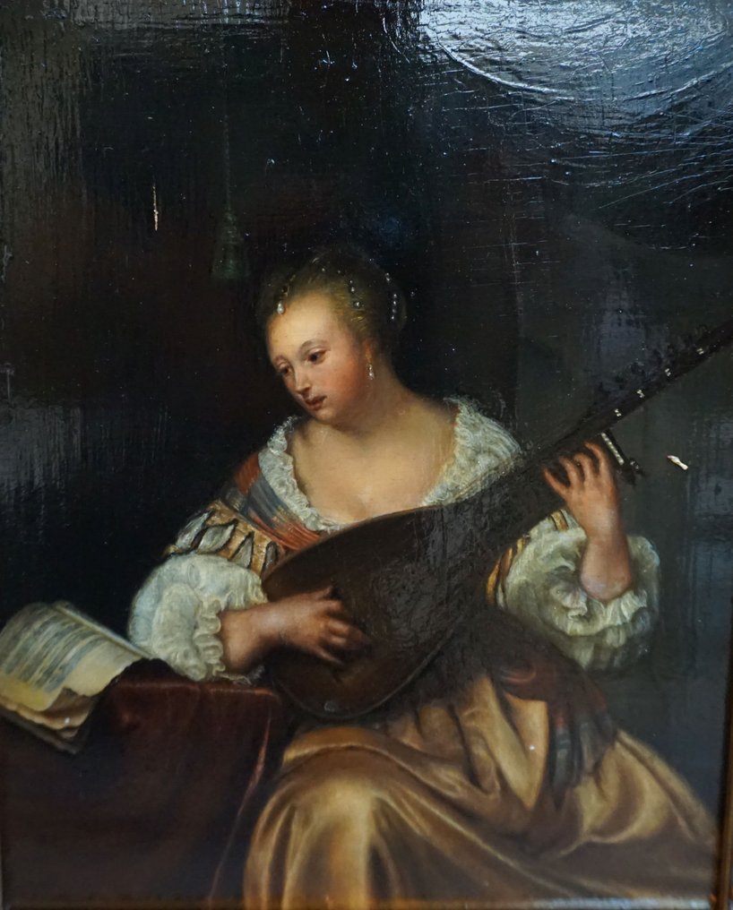 European School XIX century - Lady playing a Lute - Catawiki