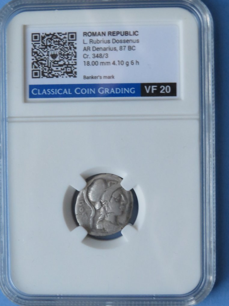 Roman Republic. L. Rubrius Dossenus, 87 BC. AR Denarius, - Catawiki