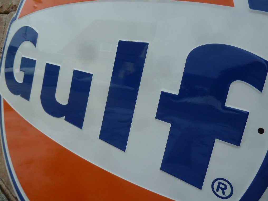 Sign - GULF Schild USA Logo Emblem Aluminium 60 cm - GULF - - Catawiki