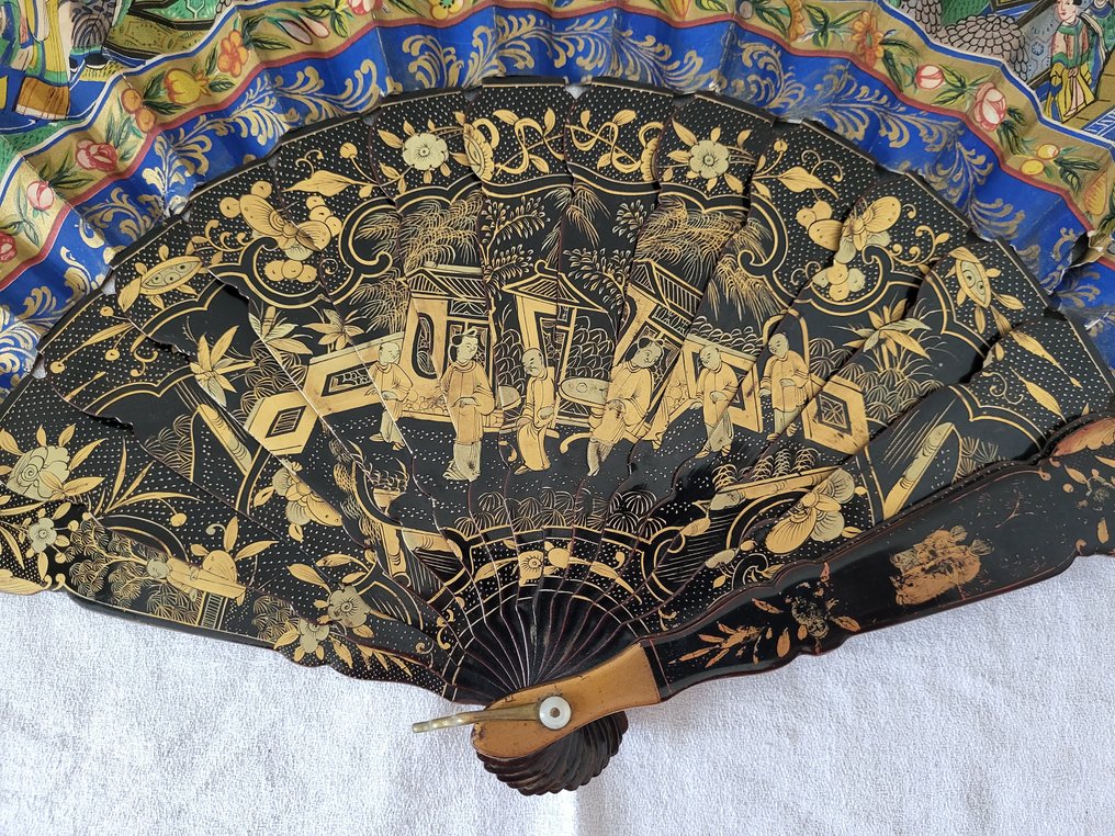 Fan, Fan case, fan (1) - Canton - Gouache, Lacquer, Paper - - Catawiki