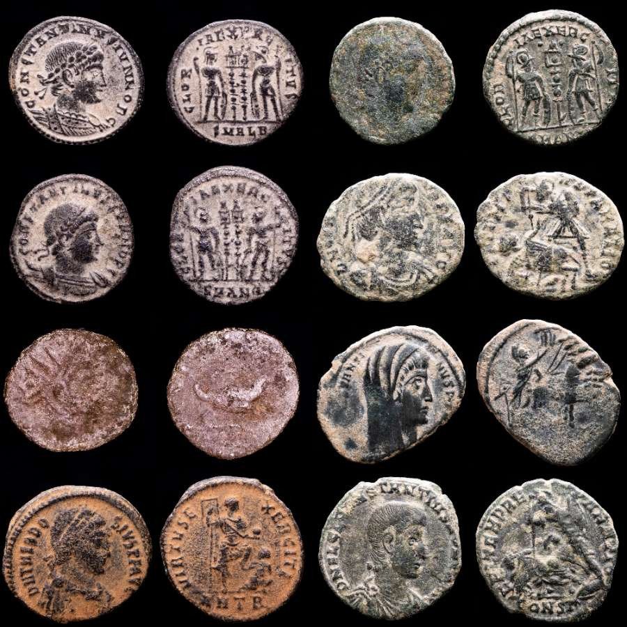 Impero romano. Lot comprising eight (8) AE coins: Antoninianus, Follis, Maiorinas. Antoninianus ...