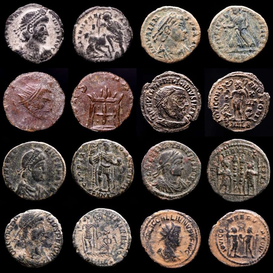 Roman Empire. Lot comprising eight (8) AE coins: Antoninianus, Follis ...