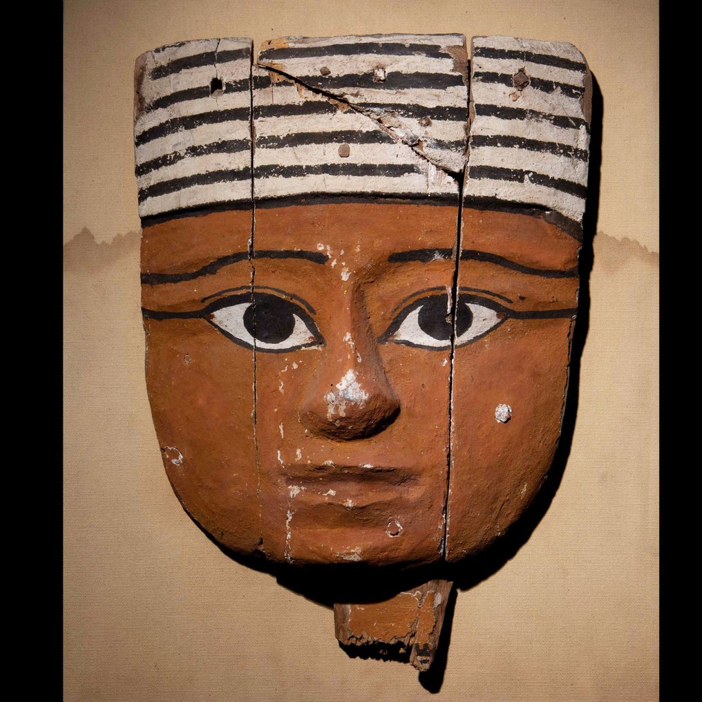Ancient Egyptian Wood Huge Sarcophagus Mask Late Period 664 323 Bc