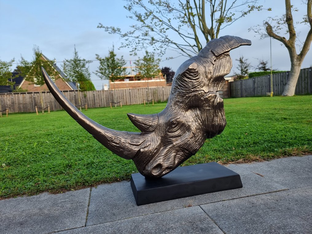 Statue Xl Rhino Head Statue On Base 68 Cm Aluminium Catawiki