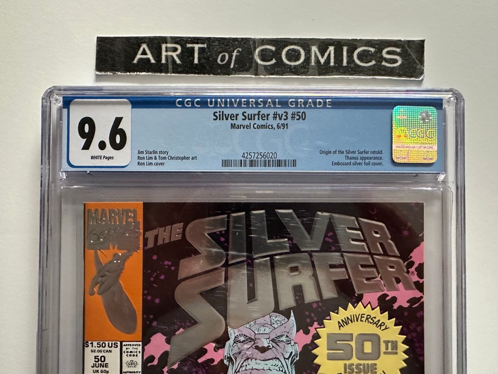 Silver Surfer #50 - Embossed Silver Foil Cover - Origin Of Silver Surfer Retold - Thanos ...