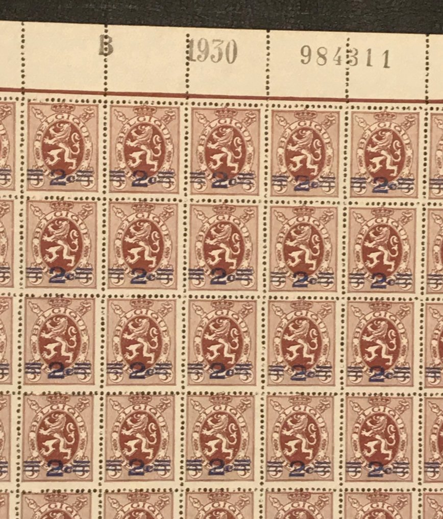 Belgique 1931 - Lion Héraldique - Empreinte nouvelle valeur 2c sur 3c ...