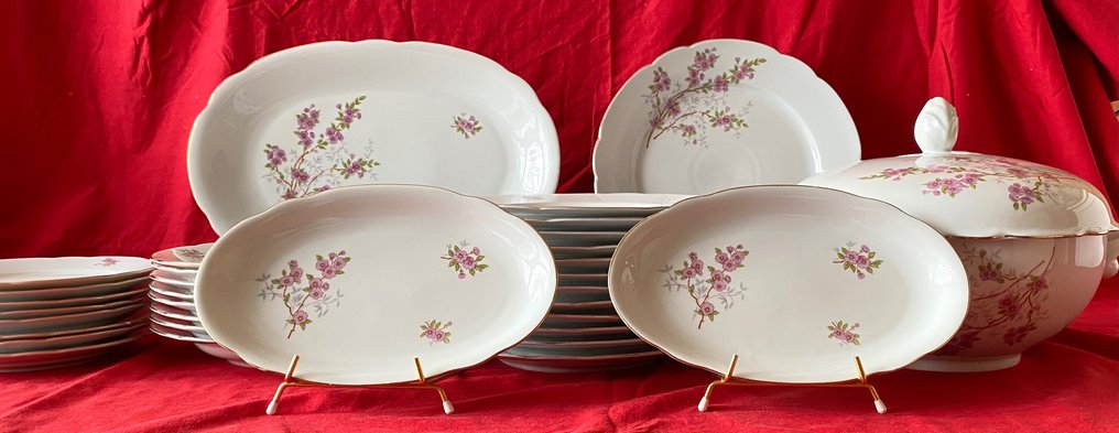 Kahla, DDR, Ostalgie - Dinner set (33) - Porcelain - Fleurs roses - Catawiki