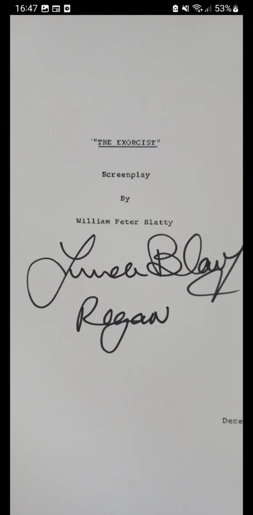 Guião Signed By Linda Blair Regan With Coa The Exorcist 1973 Catawiki