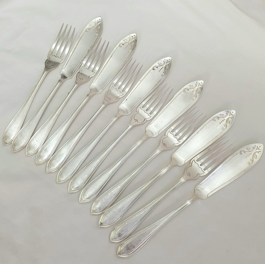 Ryals - Fish cutlery for 6, Set (12) - Silver-plated - Catawiki