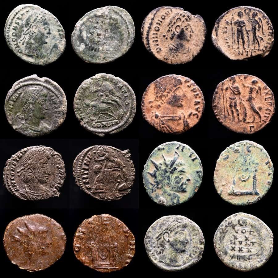 Roman Empire. Lot comprising eight (8) AE coins: Antoninianus, Follis, Maiorinas. Antoninianus ...