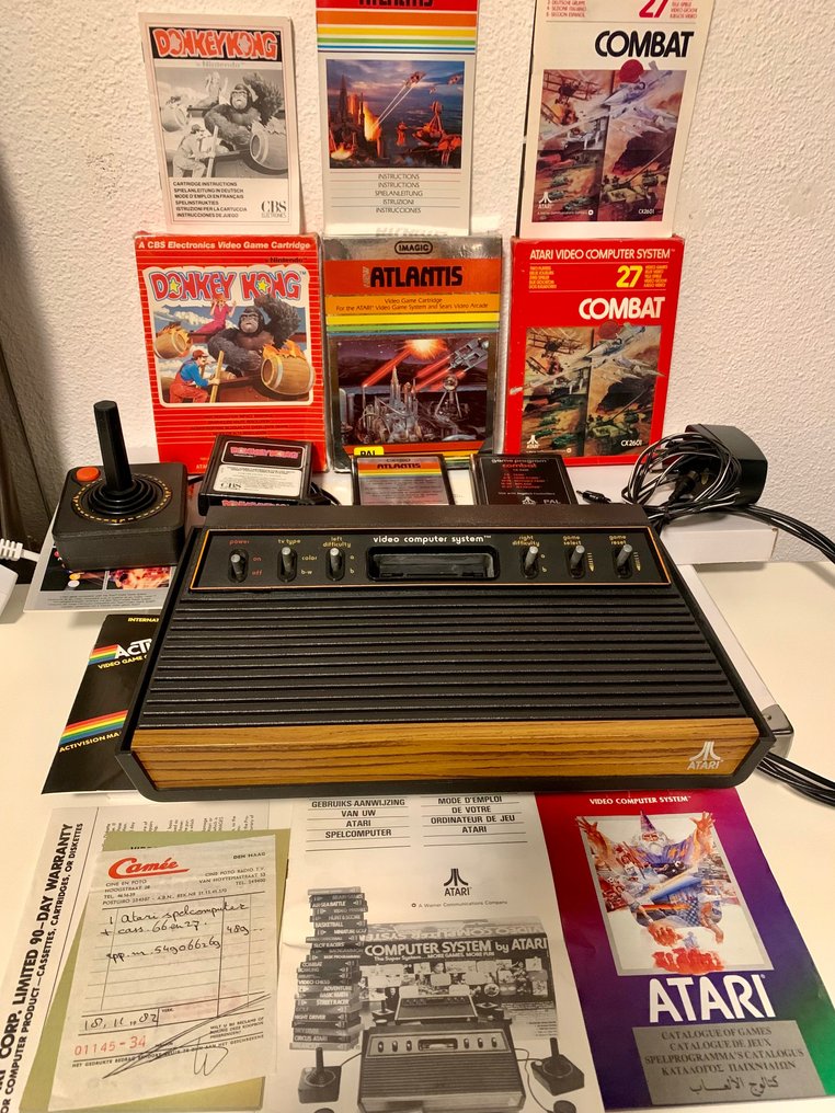 Atari 2600 Six-Switch + Joystick & 3 boxed games [Donkey Kong, Atlantis ...