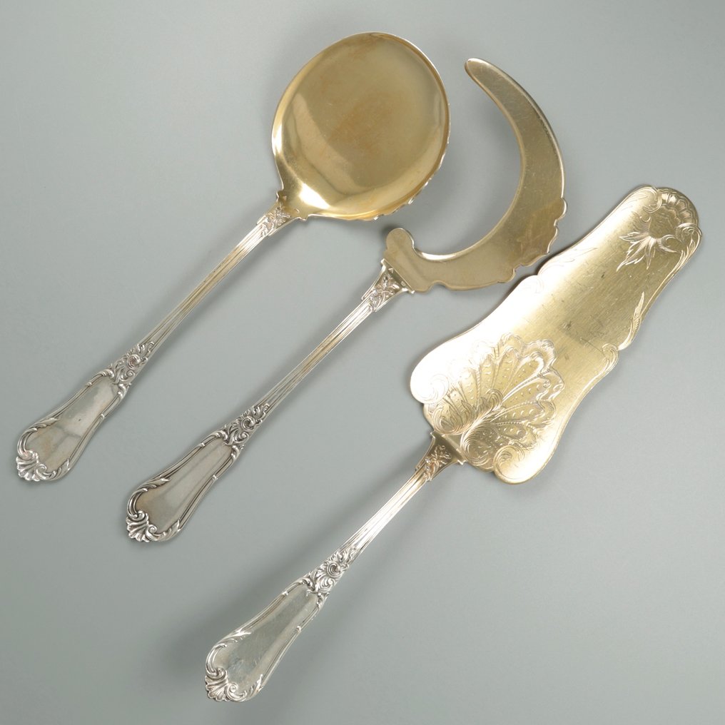 IJs serveerset ''Art Nouveau'' (3) - .800 zilver - Louis Wolfers Père ...