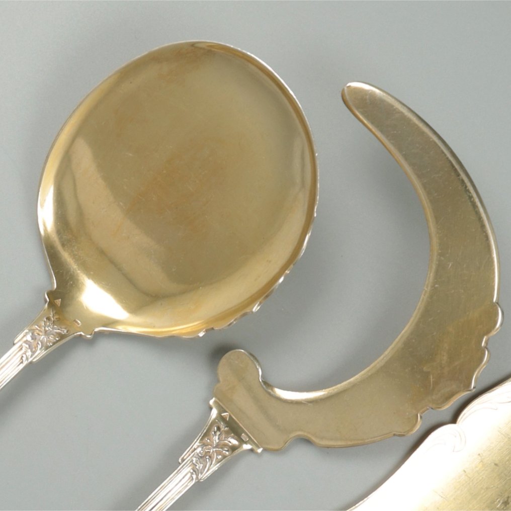 IJs serveerset ''Art Nouveau'' (3) - .800 zilver - Louis Wolfers Père ...