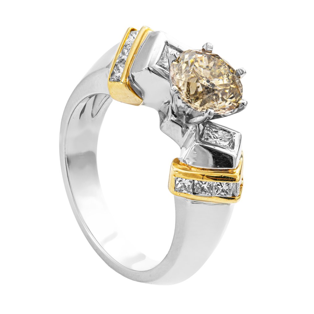 2.46 tcw Diamond Ring No reserve Platina, 18k geel goud - Ring - 1.52 ct Diamant - 0,94 ct ...