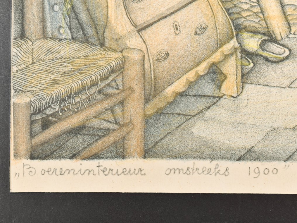 Jan Strube (1892-1985) - Boereninterieur omstreeks 1900 - Catawiki