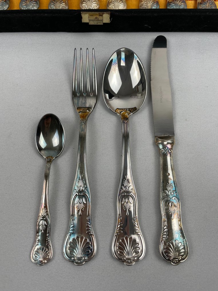 Cutlery set - Art Nouveau Besteckset - 12 Personen / 51 Teile - Stempel & Punze 'AP' - silver ...