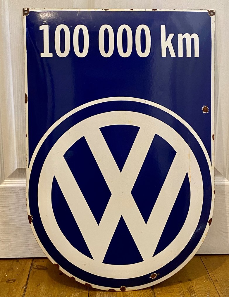 Rare Volkswagen 100,000 KM VW Sign - Enamel sign (1) - Volkswagen ...