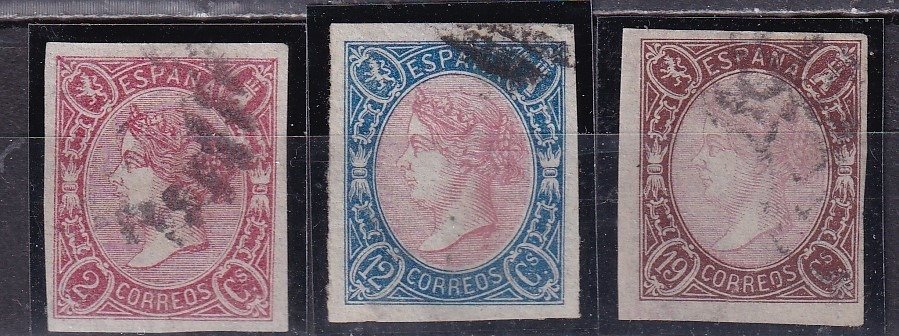 España 1865 - Isabel II. Edifil 69/73a - Valor clave marquillado Thier ... España 1865 - Isabel II. Edifil 69/73a - Valor clave marquillado Thier ...