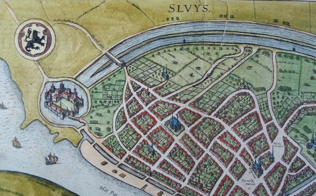 Nederland, Stadsplan - Sluis, Zeeuws-Vlaanderen; Braun & Hogenberg ...