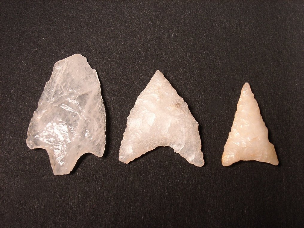 Neolithic Stone Age tools made of rock crystal and Libyan desert glass ...
