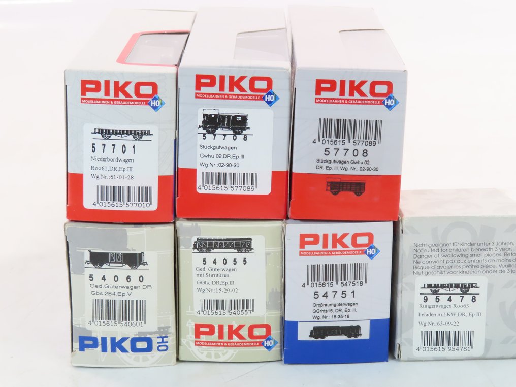 Piko H0 - o.a. 57701/57708/54060/54055 - Model train freight carriage ...