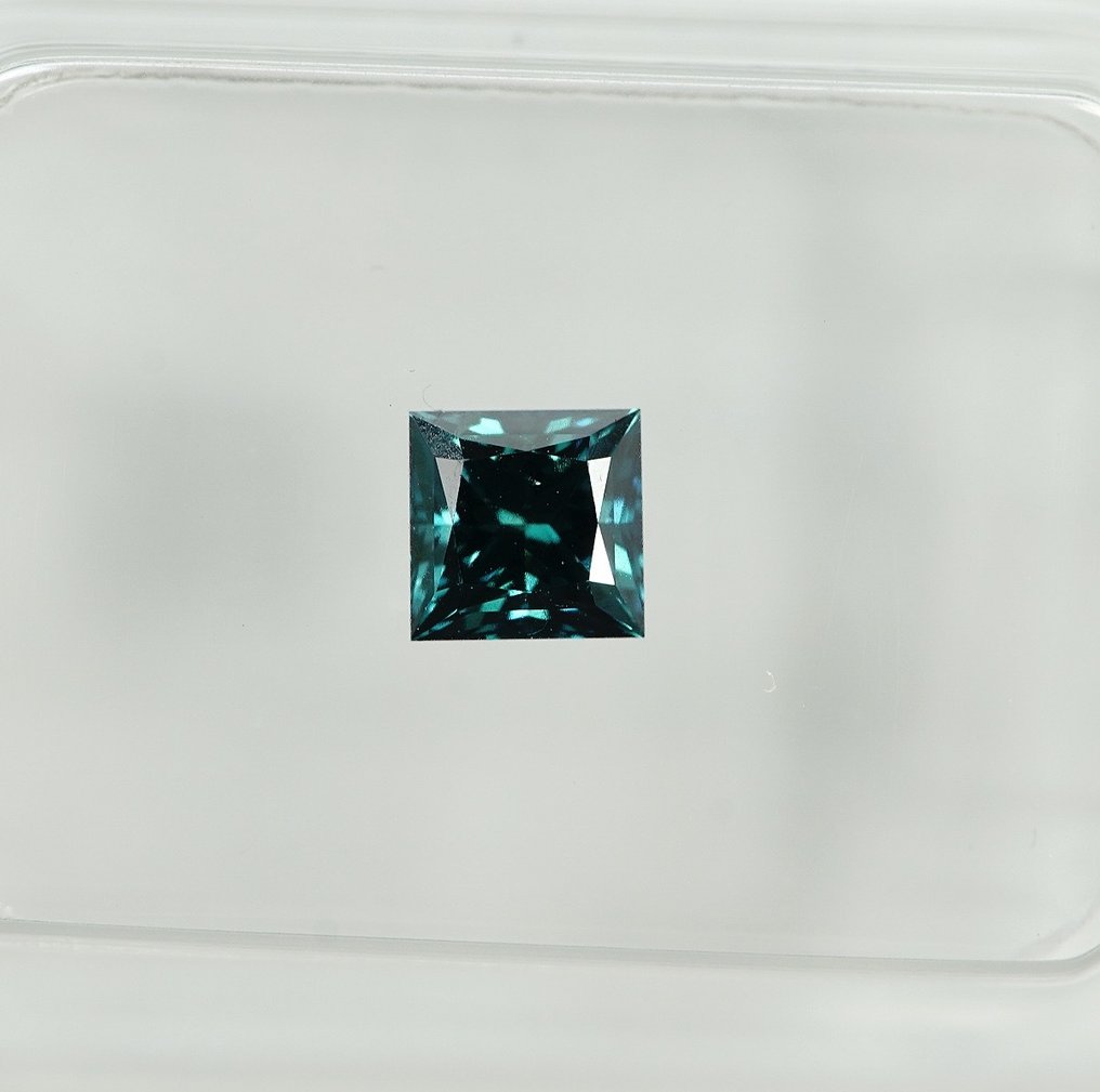 Diamond - 0.50 ct - Princess - Fancy Vivid Blue - SI2 - Catawiki