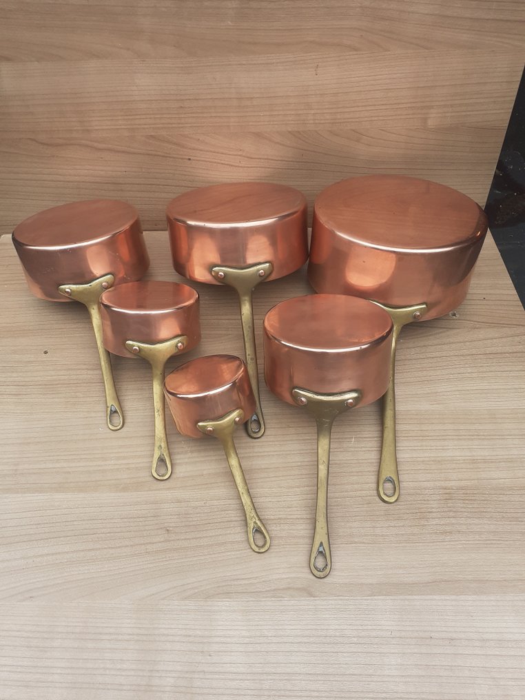 Pan (6) - Copper French Cookware Set - Copper, Pewter/Tin - Catawiki