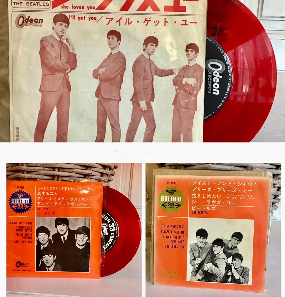 Beatles - 2 x 33 rpm EP and 1 x 45 rpm single - VG+ - “ A Hard Days Night” - “She Loves You ...