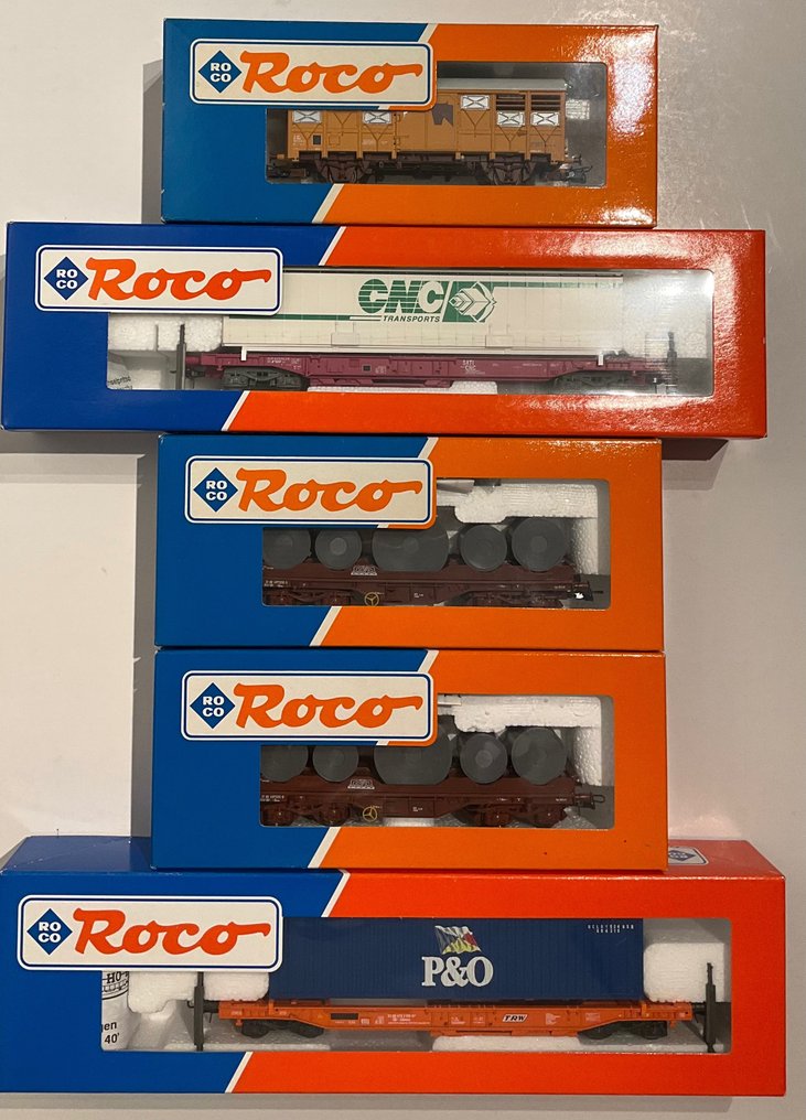 Roco H0 - 46441/46580/46304/46570 - Modeltrein goederenwagon (5) - 5 ...