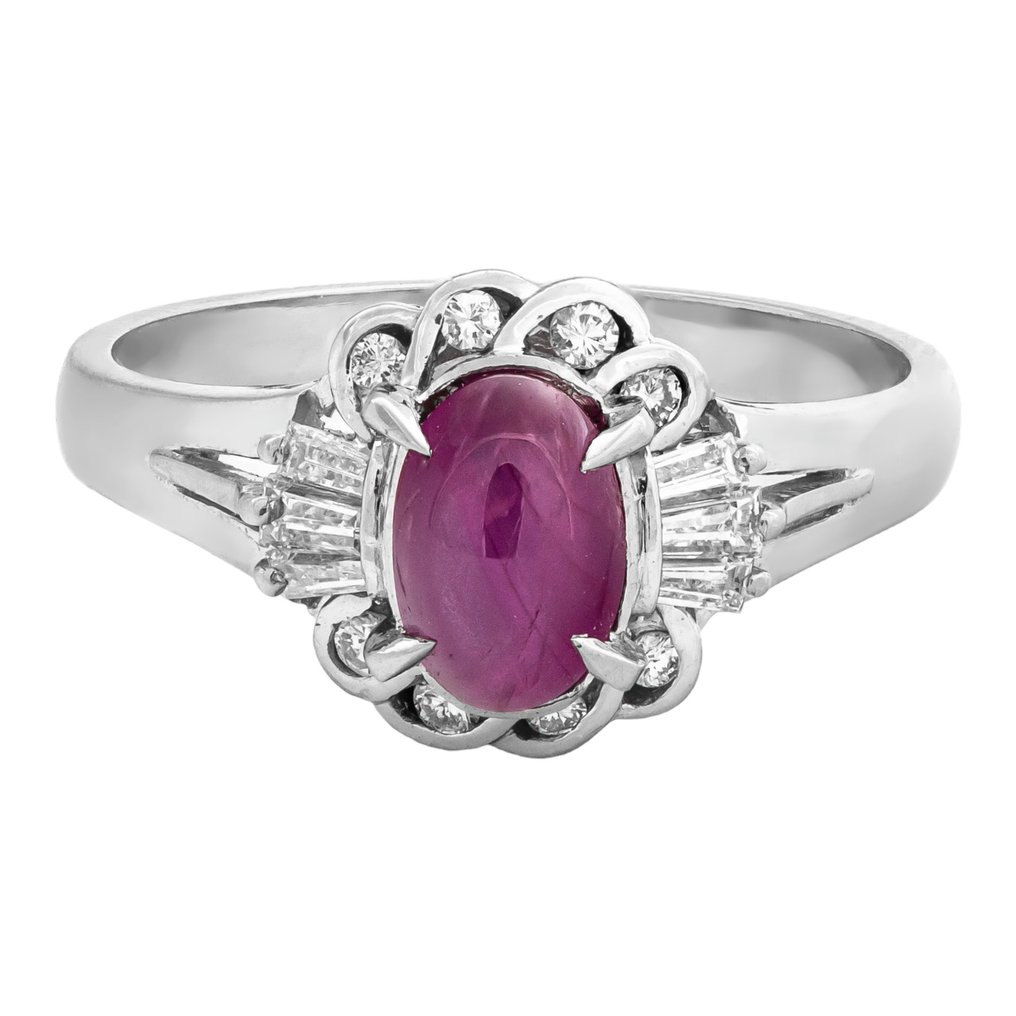 1.82 tcw Star Ruby Ring No reserve Platinum - Ring Star Ruby - 0.25 ct Diamonds - Catawiki