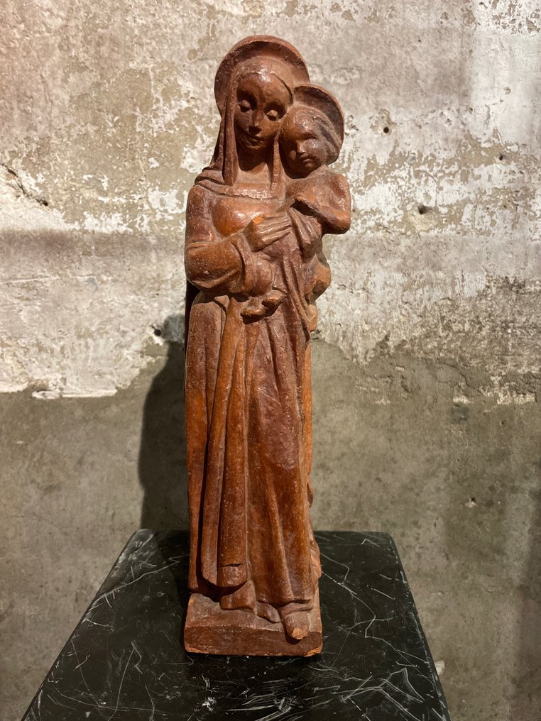 Harry Elstrom (1906-1993) - Statua, Maria met Kind - 38 cm - Terracotta ...