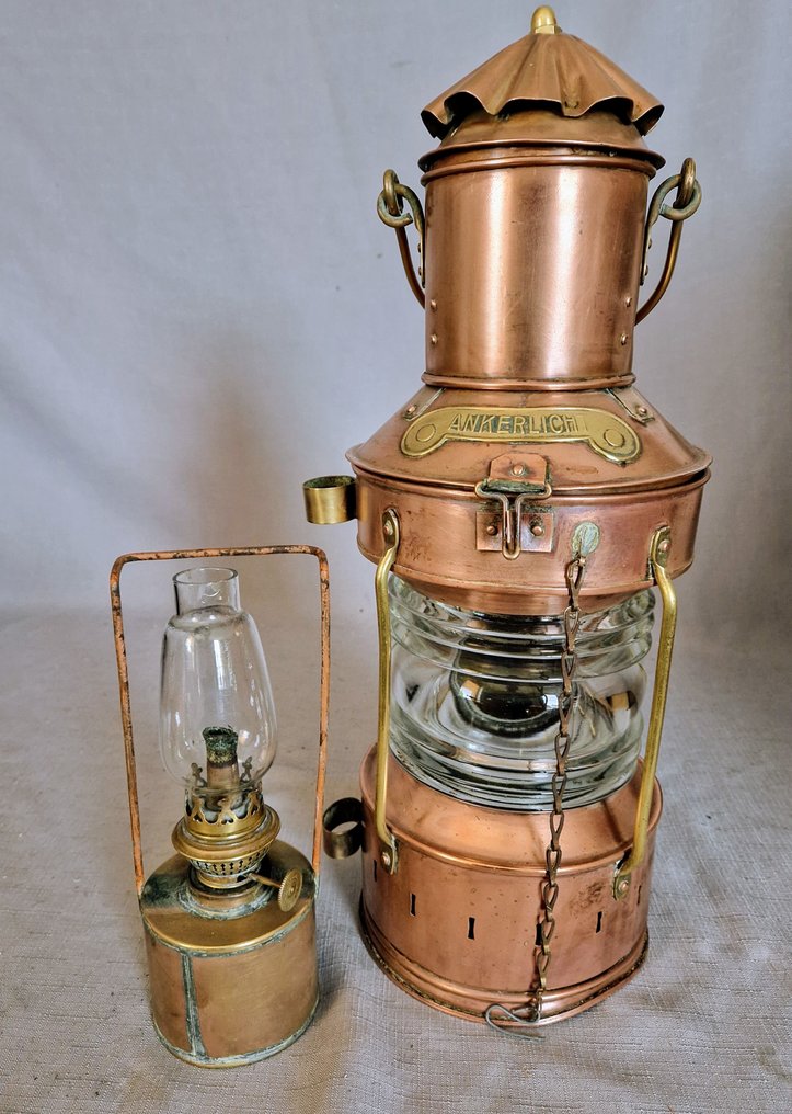 Anchor lamp - ankerlicht/ scheepslamp - Brass, Copper, Glass - Catawiki
