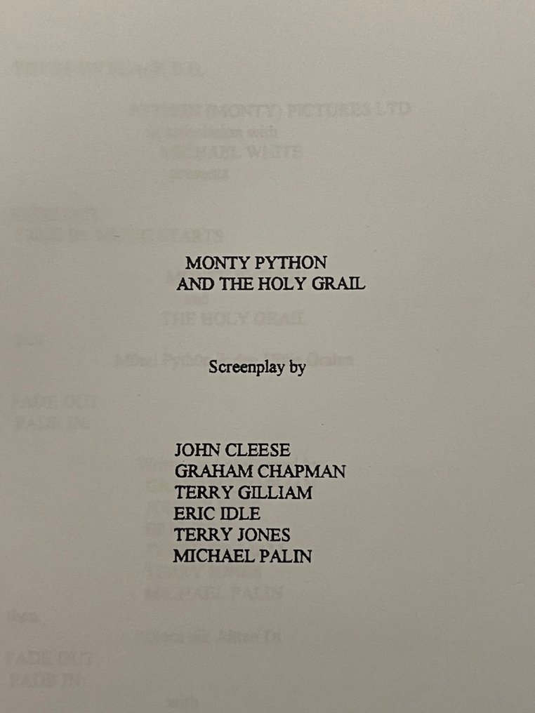 Script - John Cleese - ORIGINAL MOVIE SCRIPT MONTY PYTHON AND THE HOLY ...