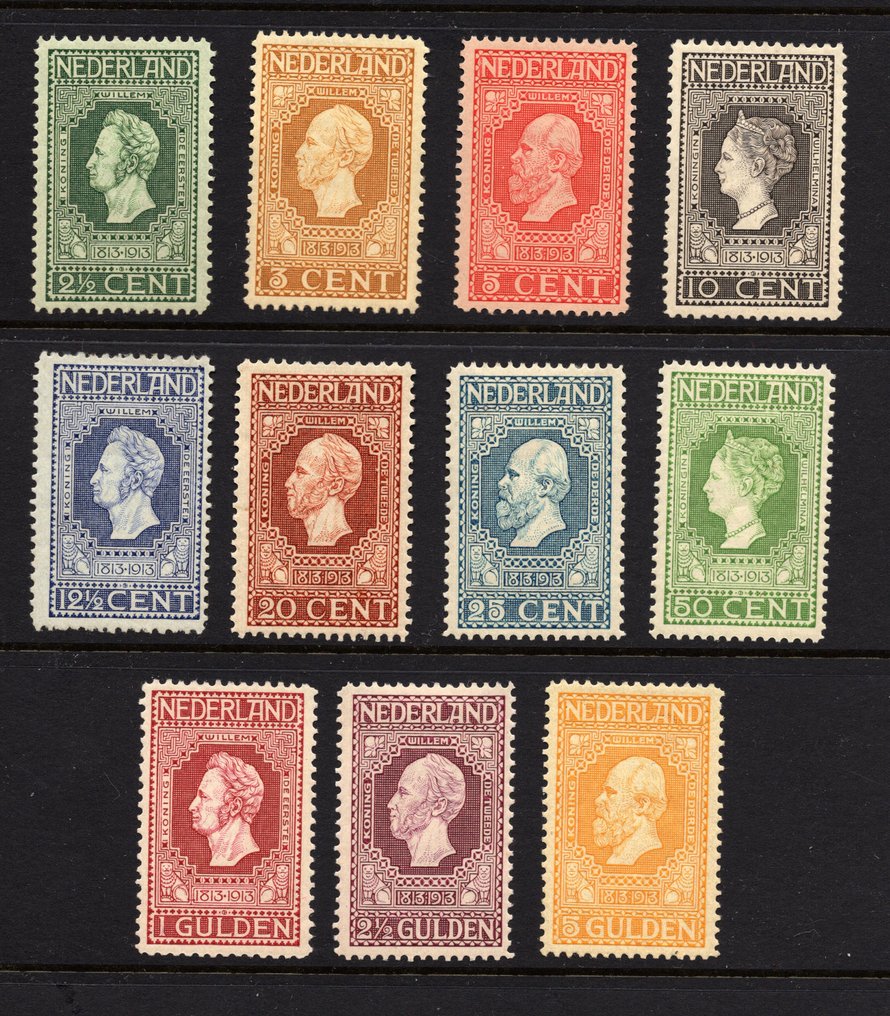 Nederland 1913 - Jubileumzegels - NVPH 90 t/m 100 - Catawiki