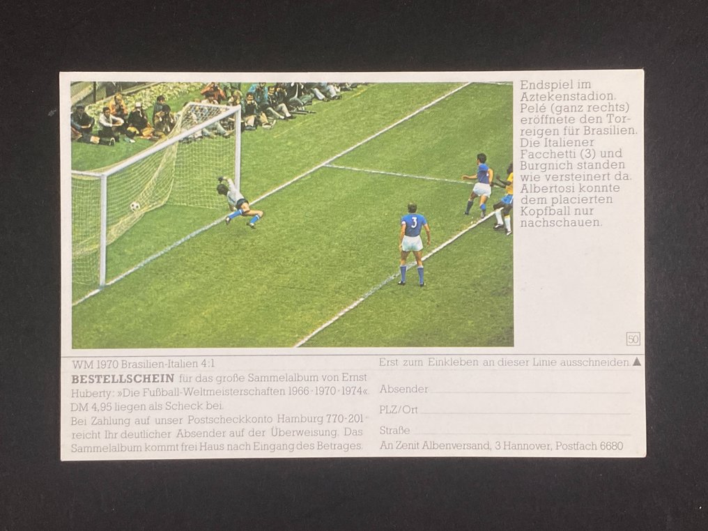1970 - Bestellschein - Fussball Weltmeister - WM 1970 Brasilien - Italien 4:1 (Pelé) - 1 Card ...