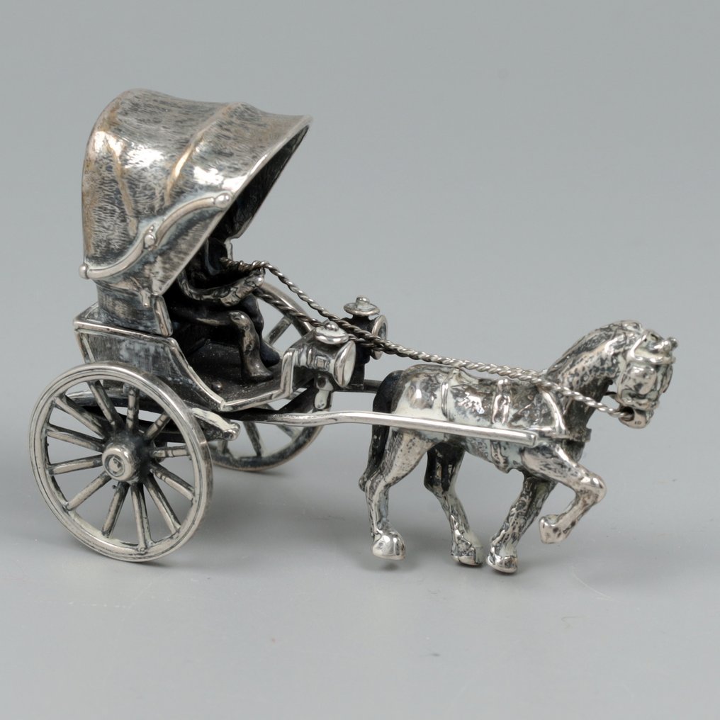 Miniatuur paard en wagen NO RESERVE - Miniatuur figuur - (1) - 835/1000 - Catawiki