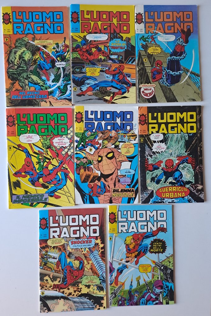 Uomo Ragno nn. 187/194 - sequenza completa - 8 Comic - Prima edizione ...