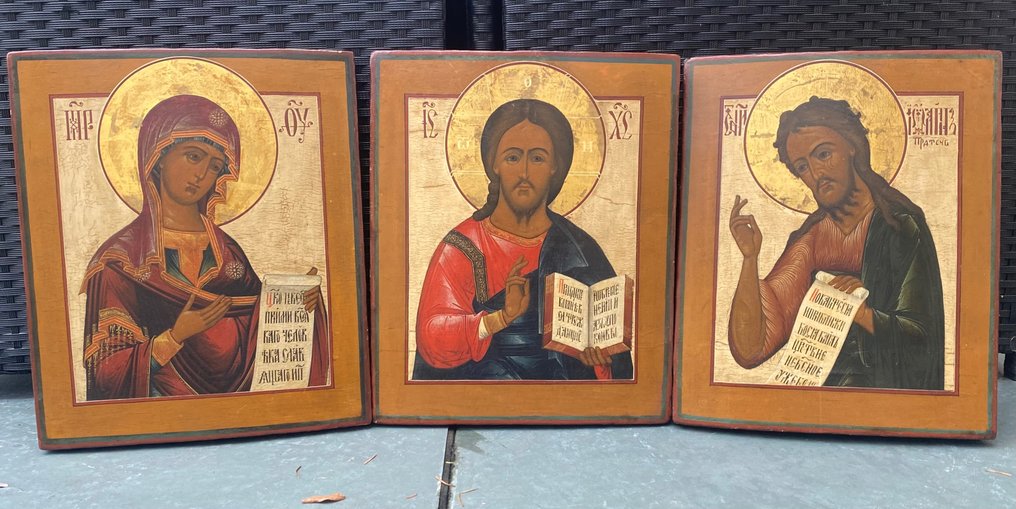 Ikone - Deesis, dreiteilig - Holz - Catawiki