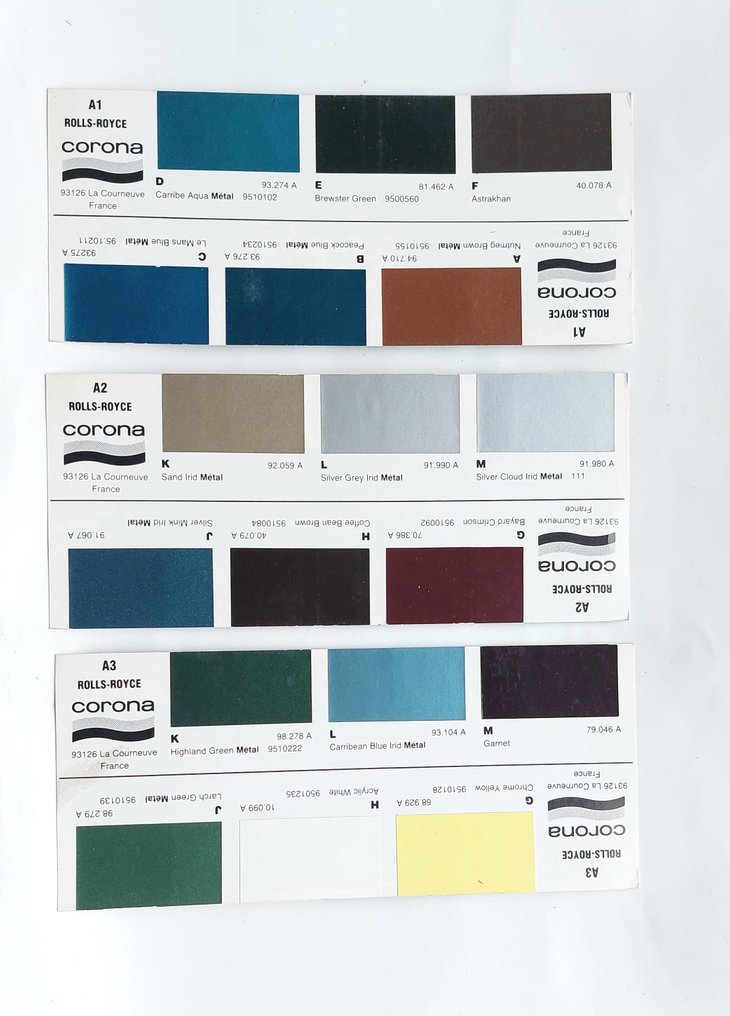 Color chart - Rolls-Royce - Catawiki