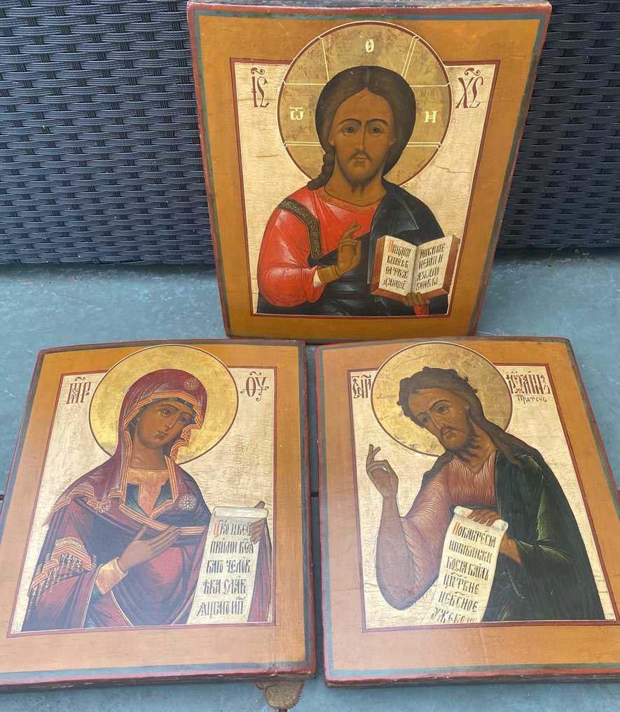 Ikone - Deesis, dreiteilig - Holz - Catawiki