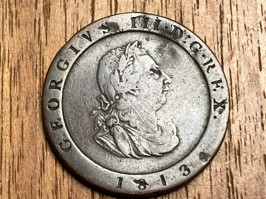 Great Britain, Isle of Man (Crown dependency). Lot of 1/2 Penny 1798 & 1813 (2 Coins) - Catawiki