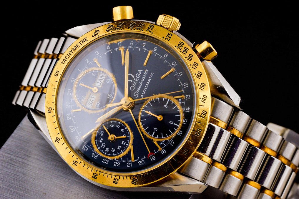 Omega - Speedmaster Gold/Steel Chronograph Triple Date Blue dial - "NO ...