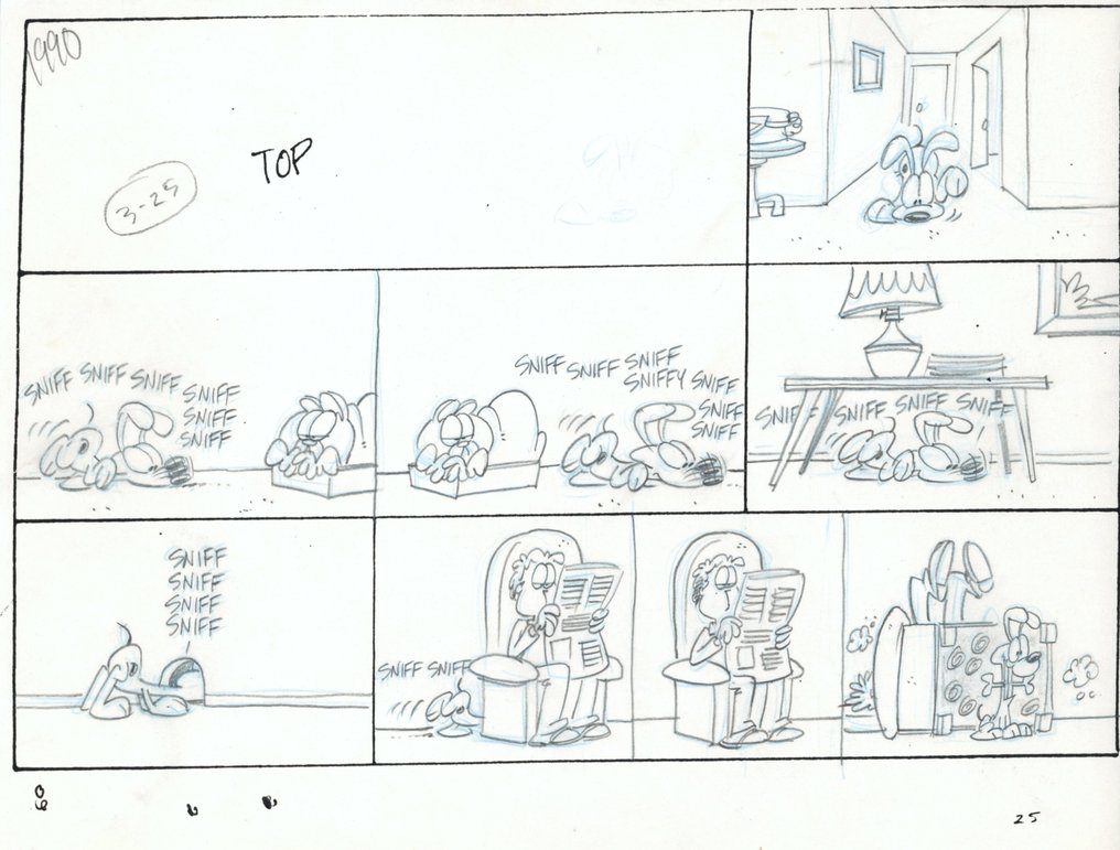 Davis, Jim - 1 Original preliminary page - Garfield - Sunday comic art ...
