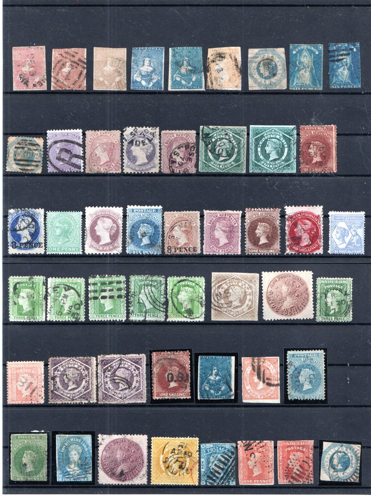 Australia 1850/1901 - Australian States Classic stamp set on two stock ...
