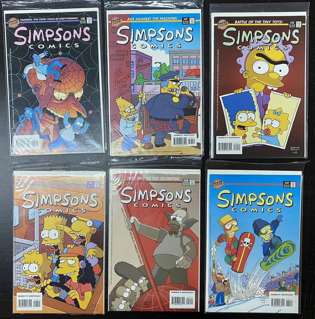 The Simpsons - 6 Lot of 6 SIMPSONS COMICS, First Issues - Bongo Comics ...