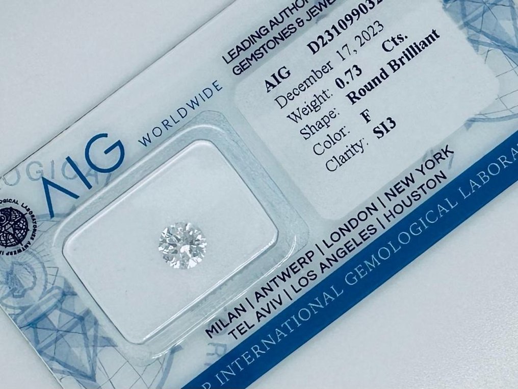 1 pcs Diamond - 0.73 ct - Brilliant, Round - F - SI3 - Catawiki