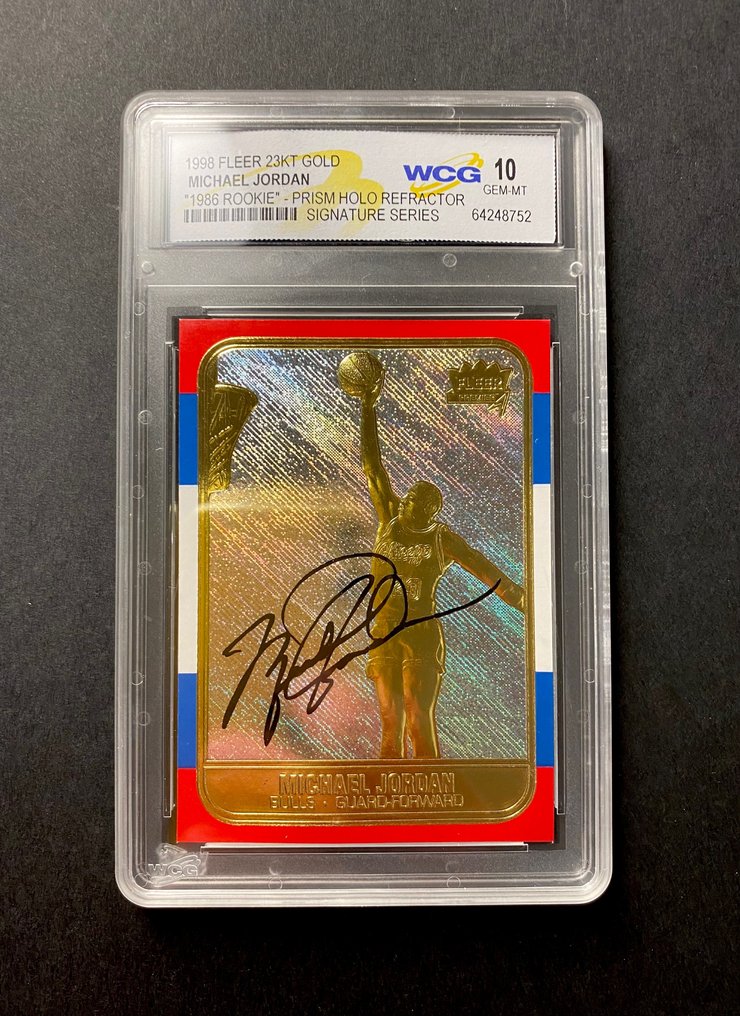 1998 - Fleer - 23KT Gold - Michael Jordan - Prism Holo Refractor - Signature Series - 1 Graded ...