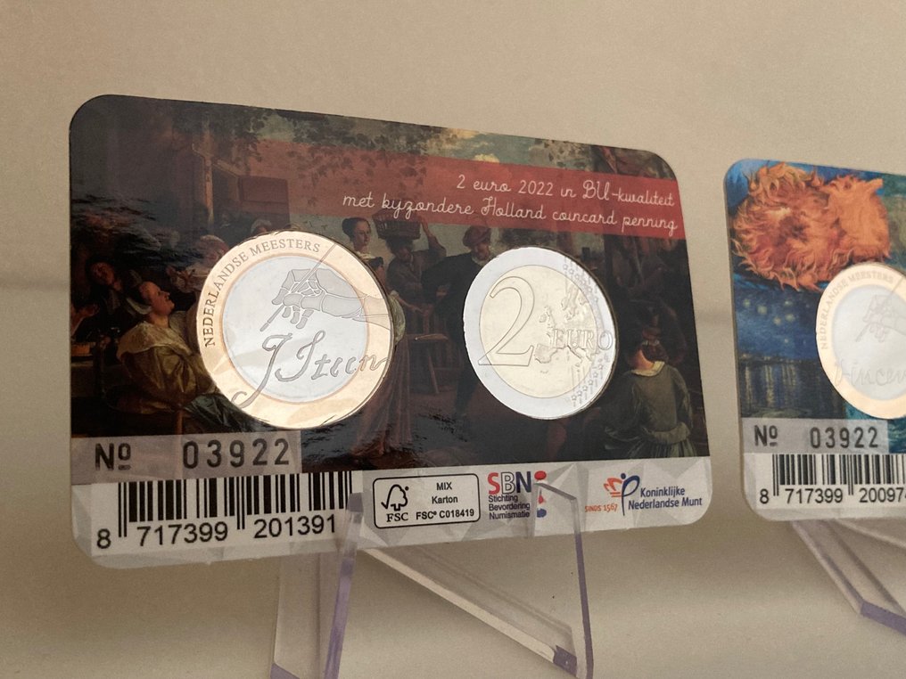 Nederland. 2 Euro 2021/2022 "Jan Steen" + "Vincent Van Gogh" (2 ...