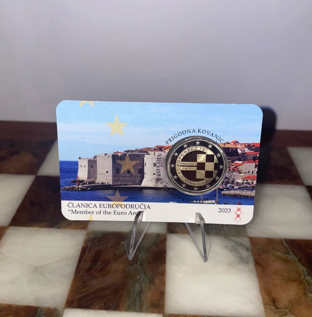 Croatia. Coin Card 2023 "Member of Euro Area" with insert of 2 euro ...