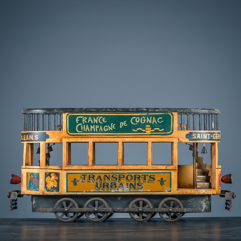 Figura - Decoratieve dubbeldekker-tram (antiek model) - Madera - Catawiki